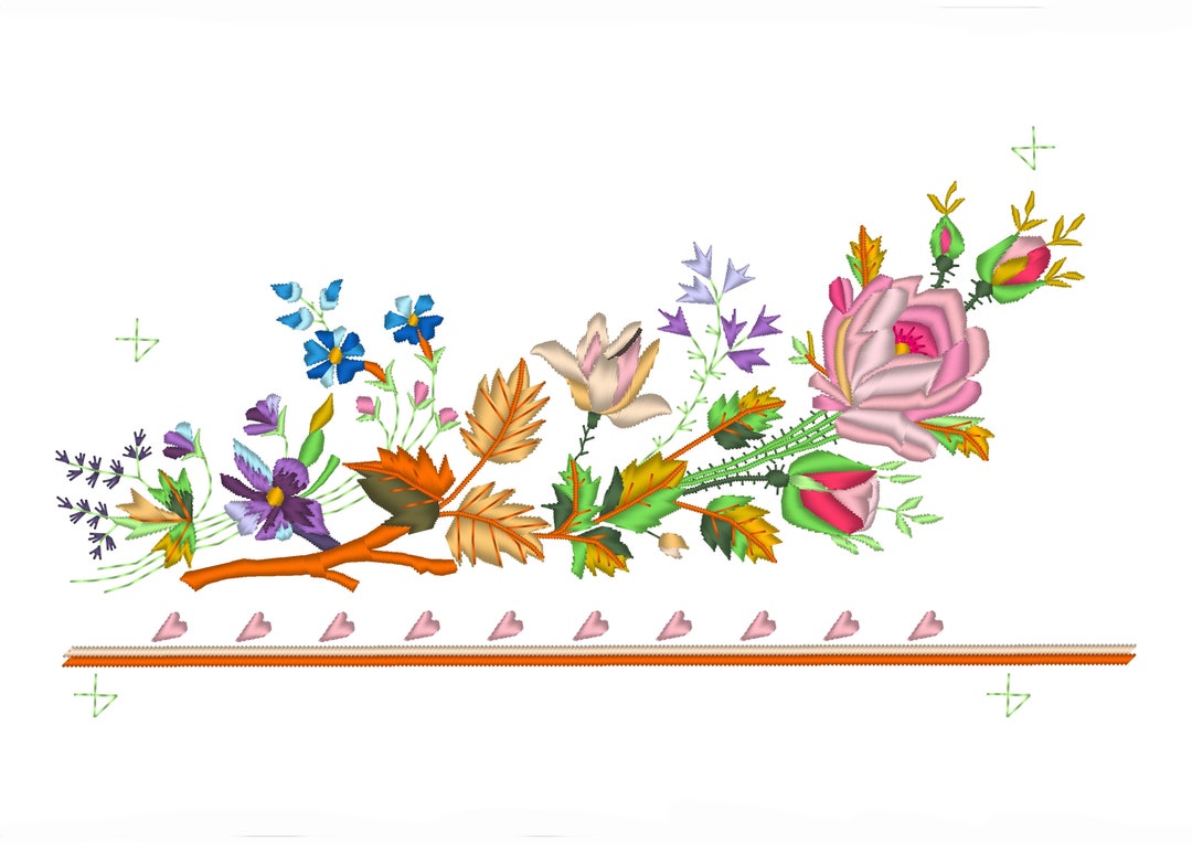 18th Century Gown Embroidery Design - Floral Historical Machine ...
