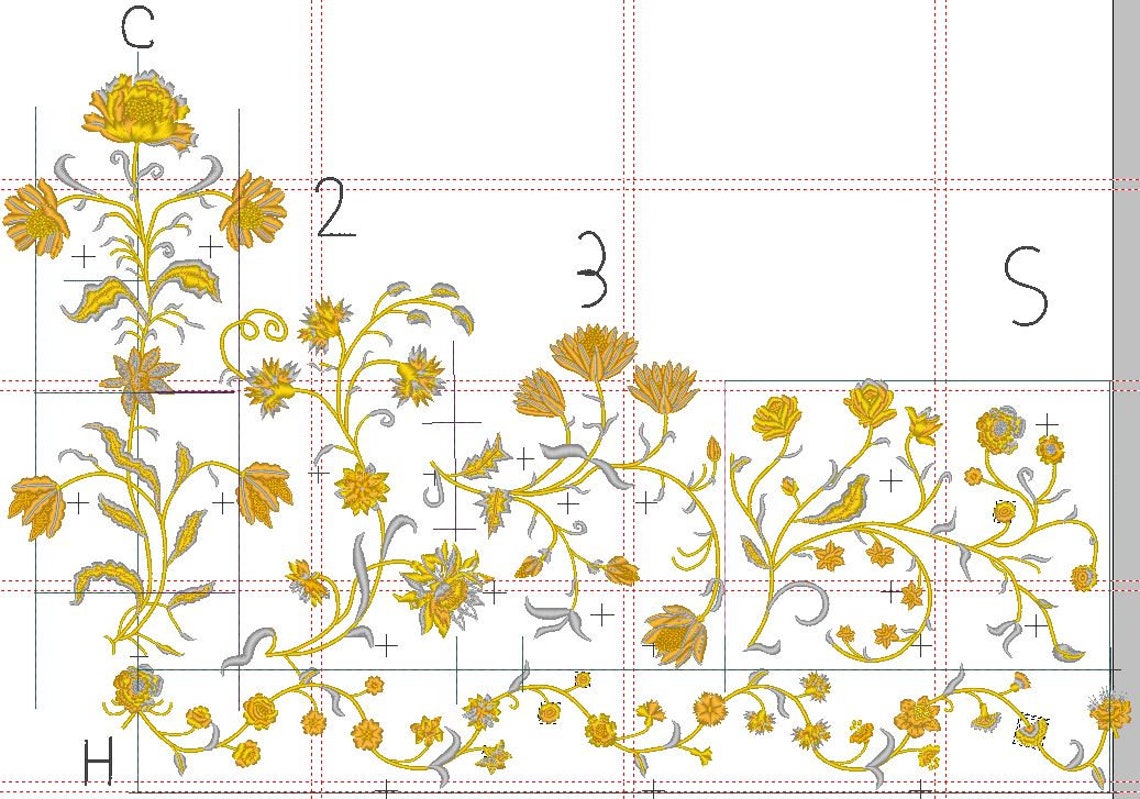 Machine Embroidery Design for 18th Century Petticoat 3 Versions - Etsy