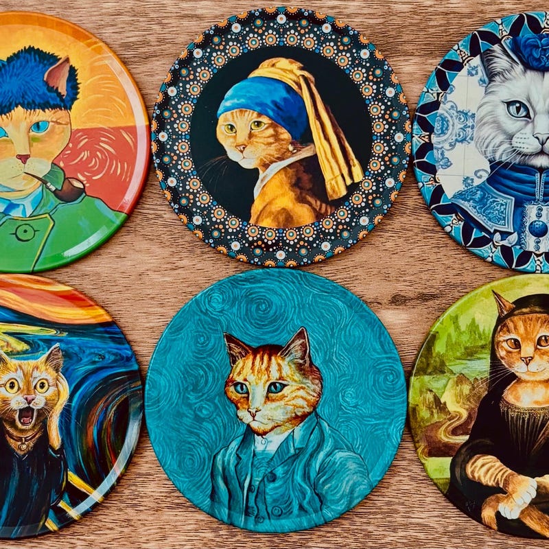 Cat Coasters - Etsy