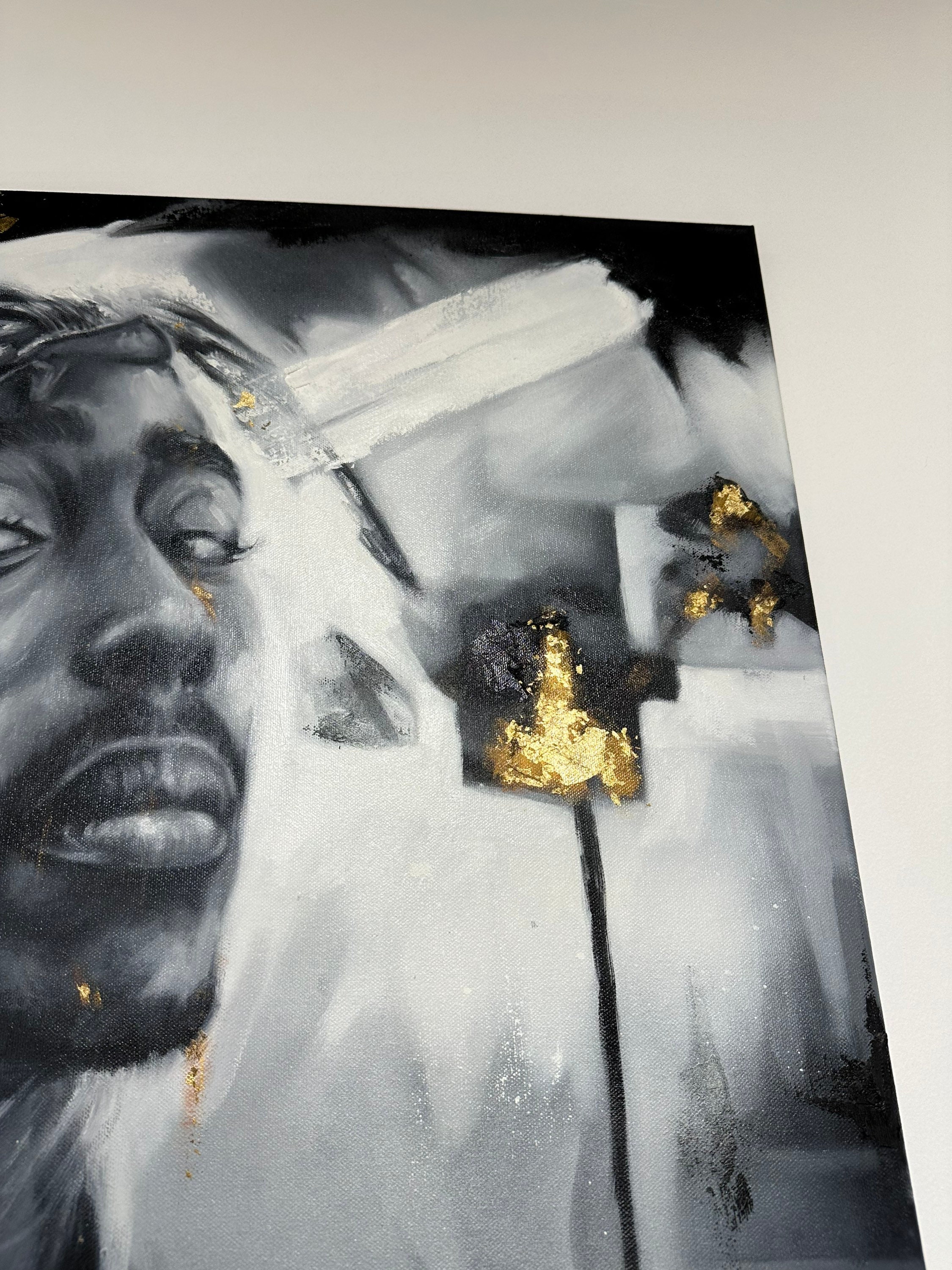 Tupac Shakur 2pac Black/white Hand Painted in Italy Canvas Oil Painting ...
