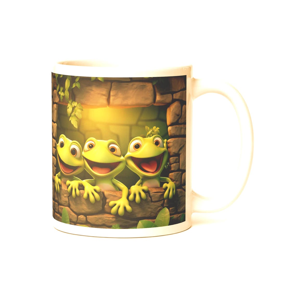 Frog Mug, Custom Frog Gift, Frog Mug for Frog Lovers. Green Frog, 3D ...