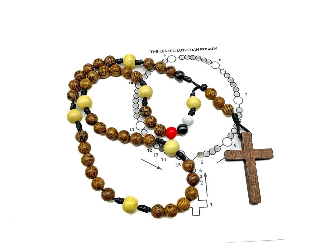 Lenten Wood Rosary, Lenten Lutheran Rosary, Lutheran Prayer Beads ...