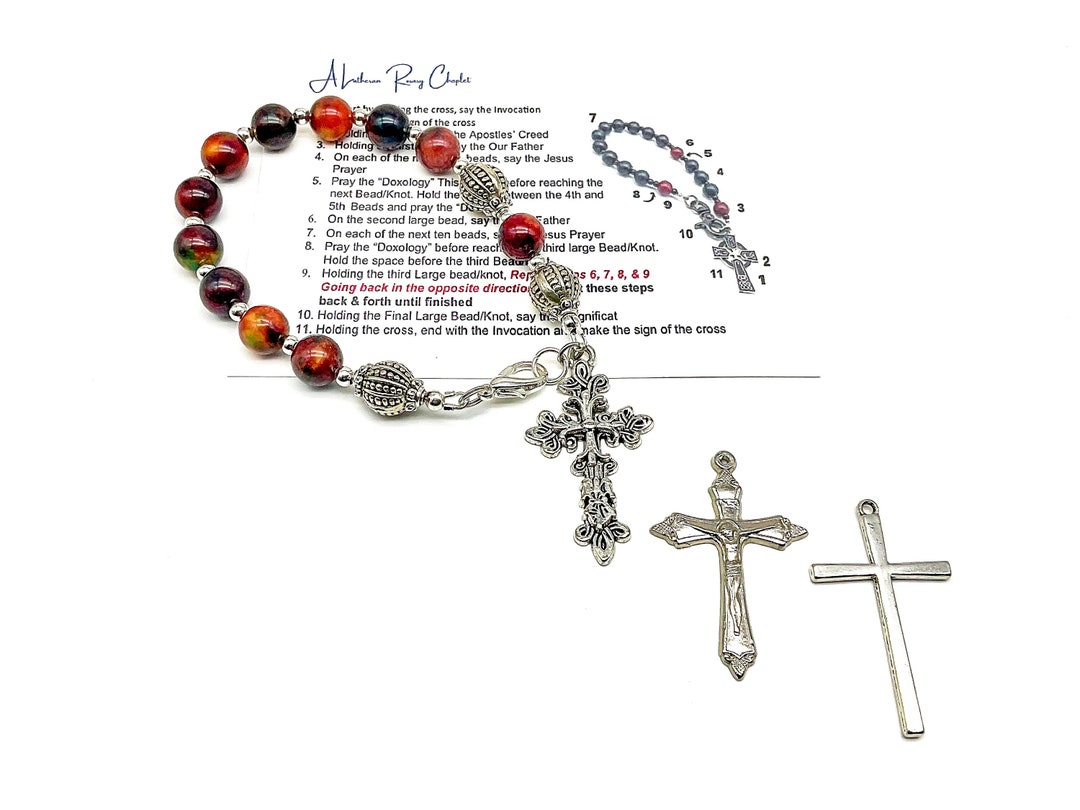 Lutheran 10mm Rosary Chaplet, Auto Loop, Lutheran Gemstone Chaplet ...