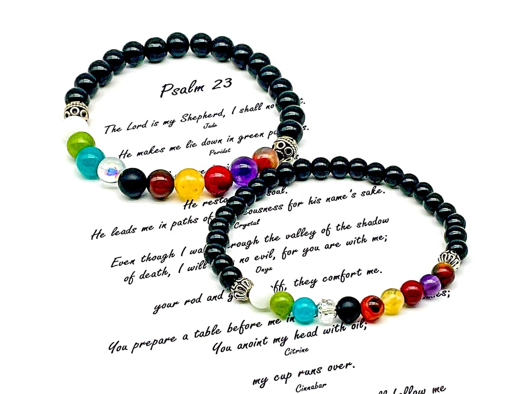 Psalm 23 Stretch Bracelet, Religious Bracelet, Psalm 23 Natural Stone ...