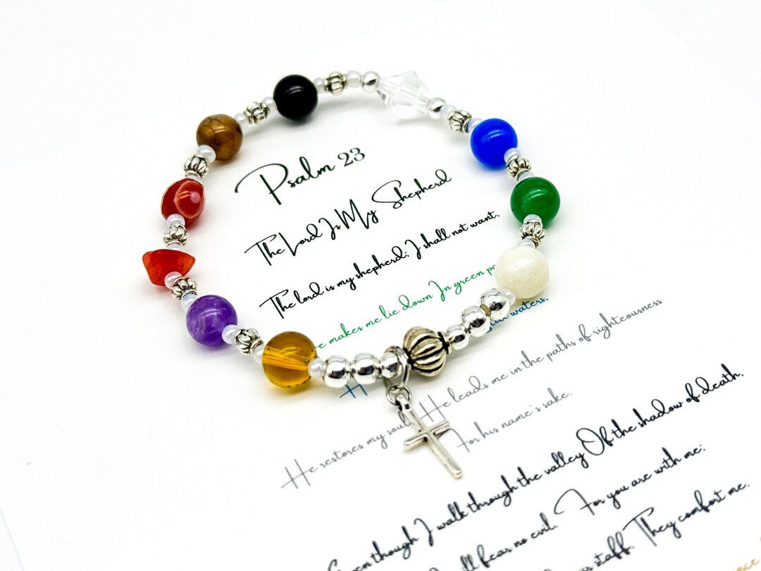 Psalm 23 Stretch Bracelet, Religious Bracelet, Psalm 23 Natural Stone ...