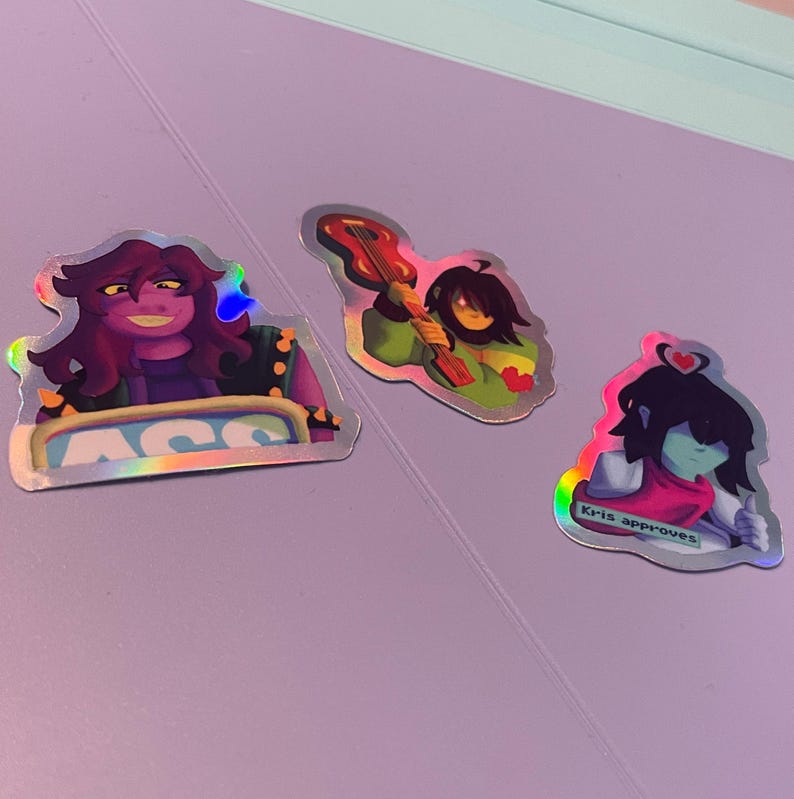 Deltarune Holographic Stickers: Kris and Susie Vinyl Decals - Etsy