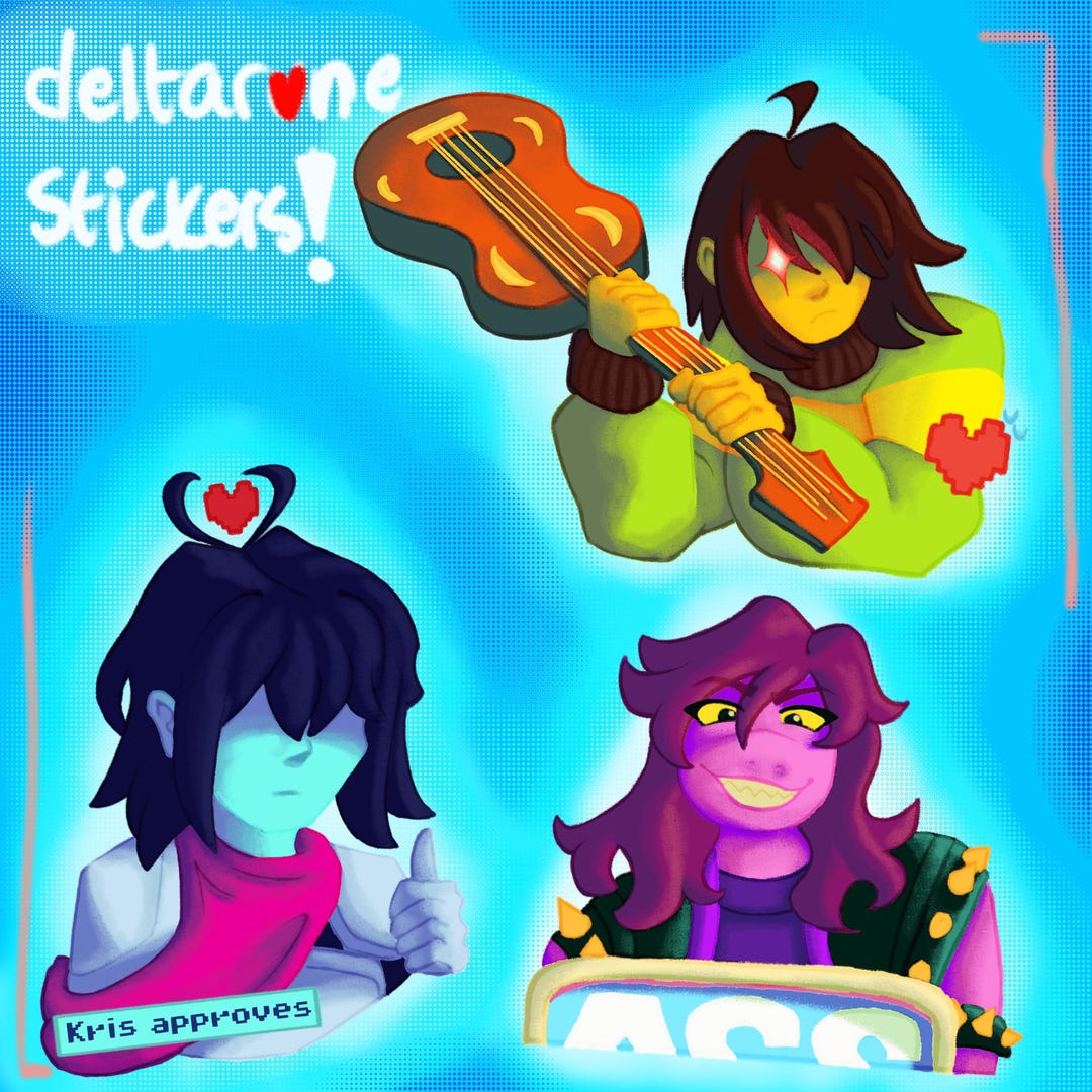 Deltarune Holographic Stickers: Kris and Susie Vinyl Decals - Etsy