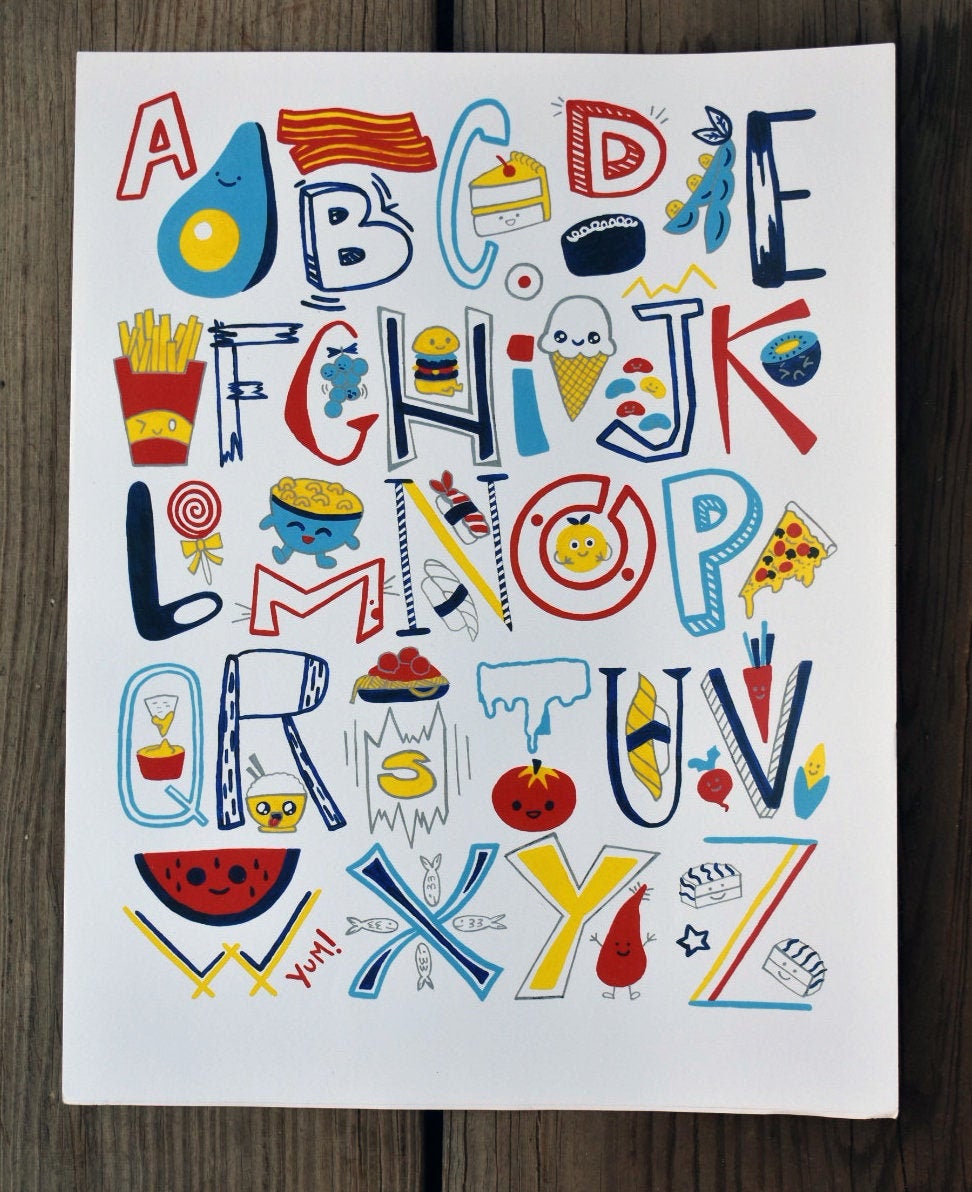 Food Alphabet, Food Art, Alphabet Poster, Nursery Decor, School Decor ...