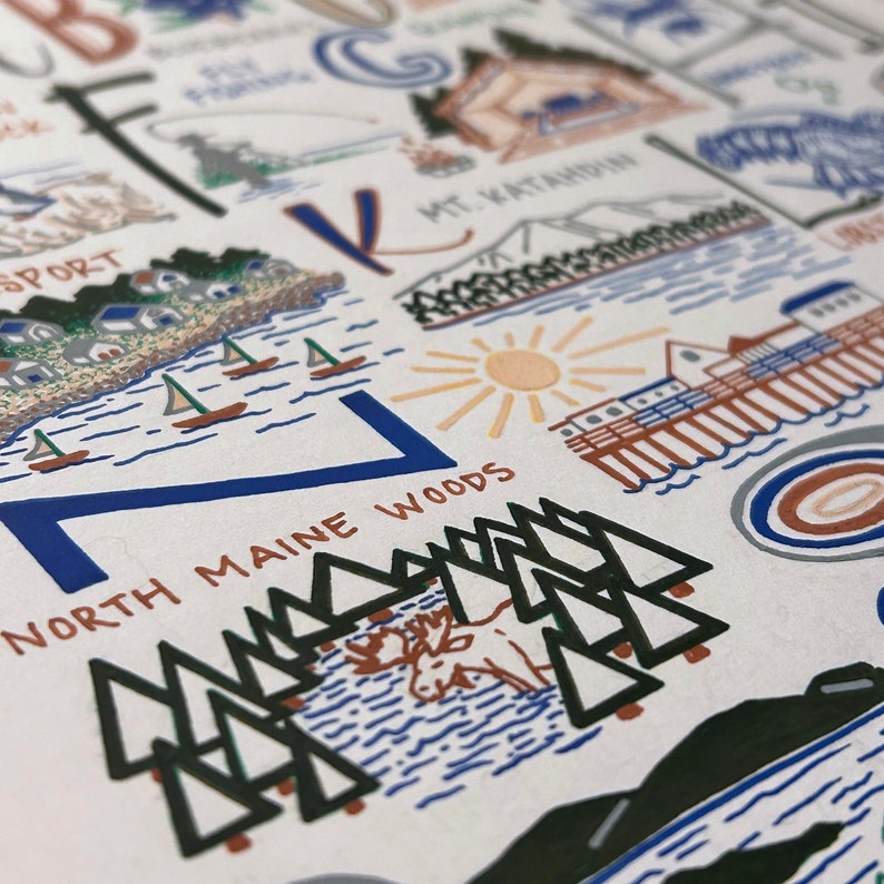 Maine Alphabet Print: Nursery, School, Kids Room Decor (digital) - Etsy