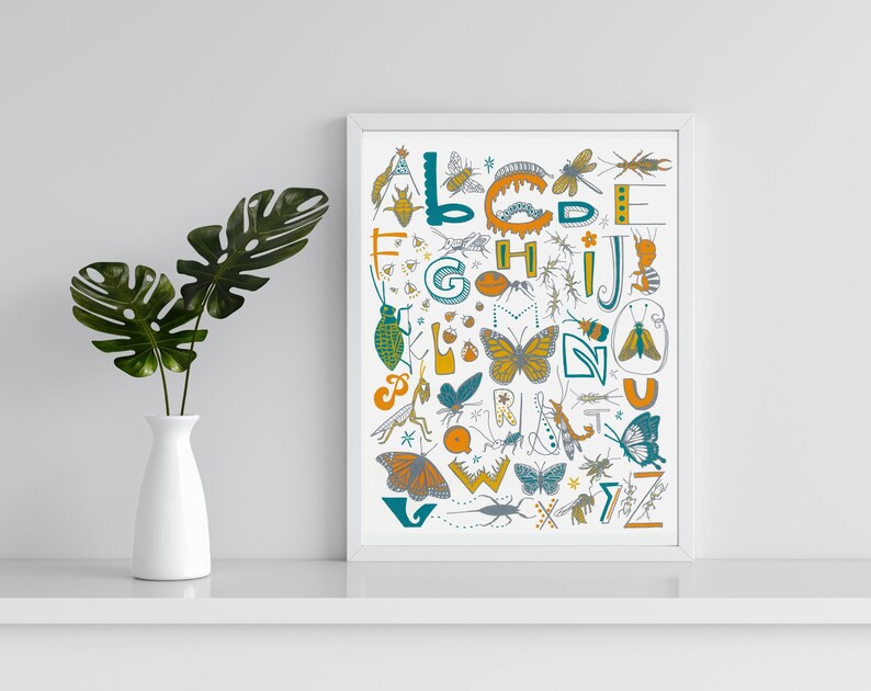 Insect Alphabet, Insect Art, Insects A-Z, School Decor, Kids Room Decor ...