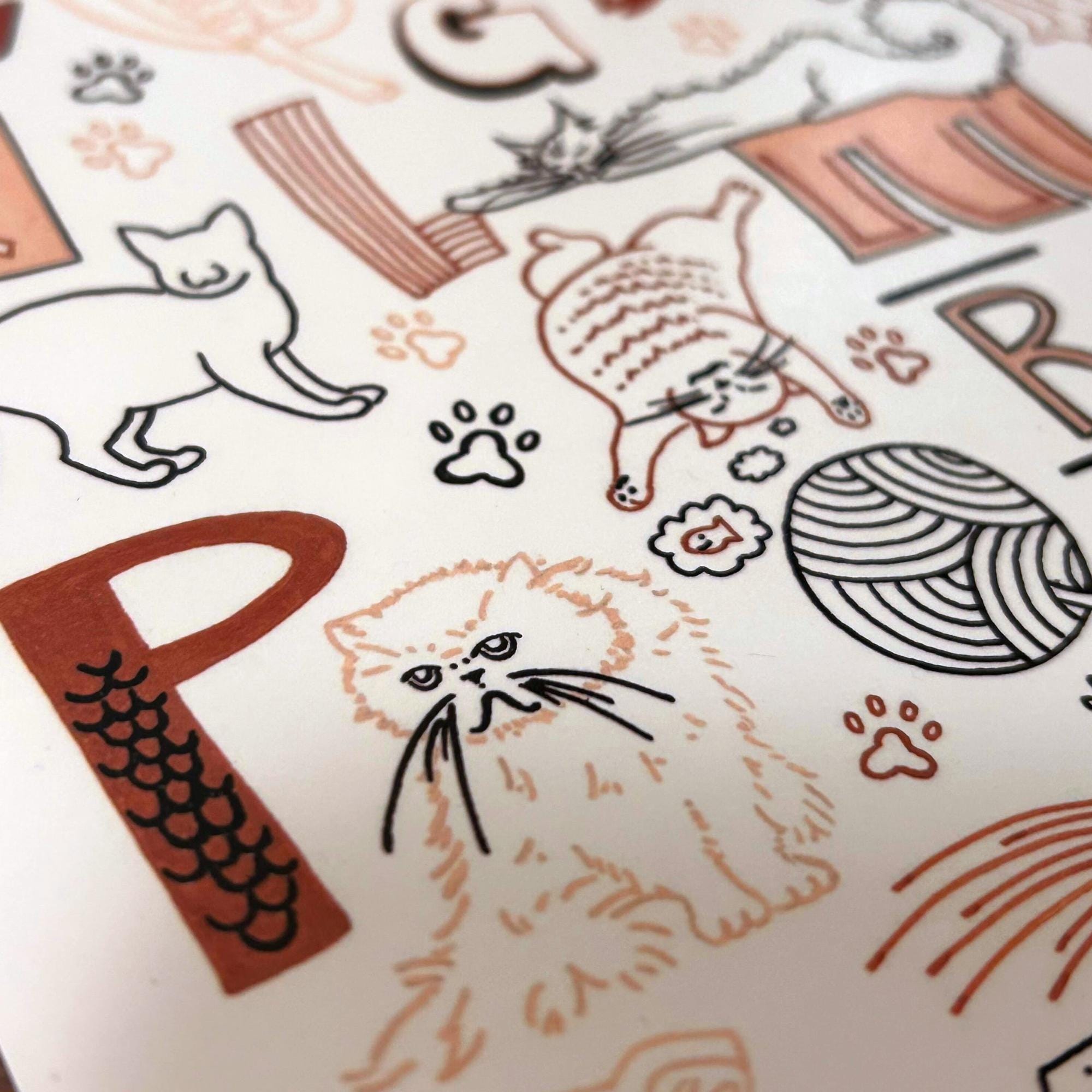 Cat Alphabet Print, Hand-drawn Kitty Breeds ABC Poster - Etsy