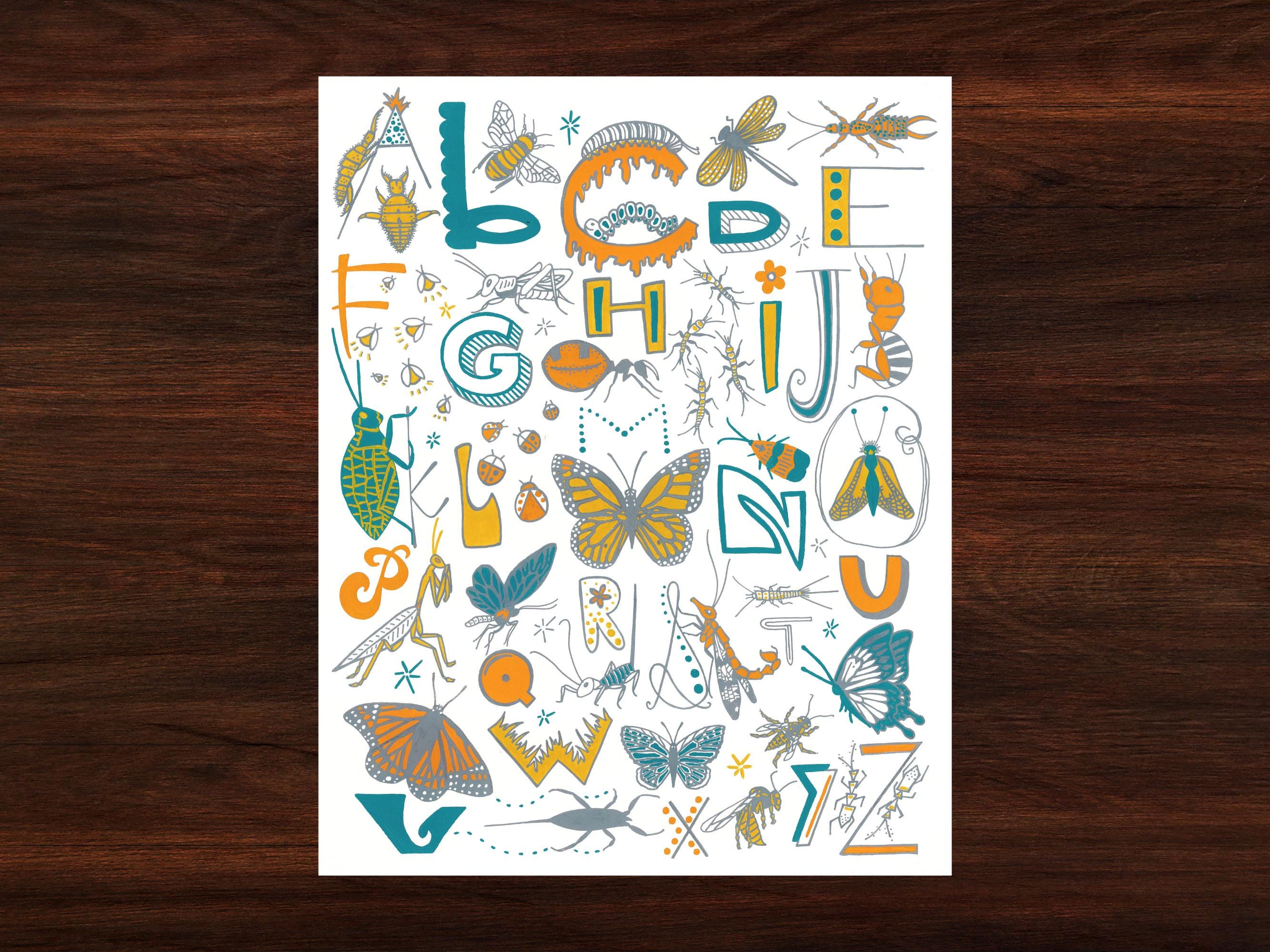 Insect Alphabet, Insect Art, Insects A-Z, School Decor, Kids Room Decor ...