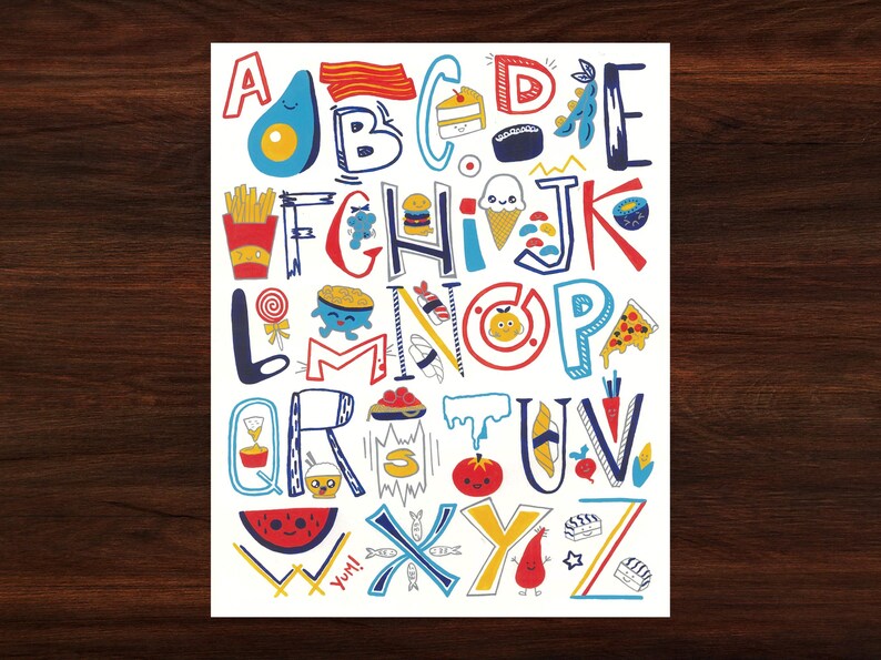 Food Alphabet, Food Art, Alphabet Poster, Nursery Decor, School Decor ...