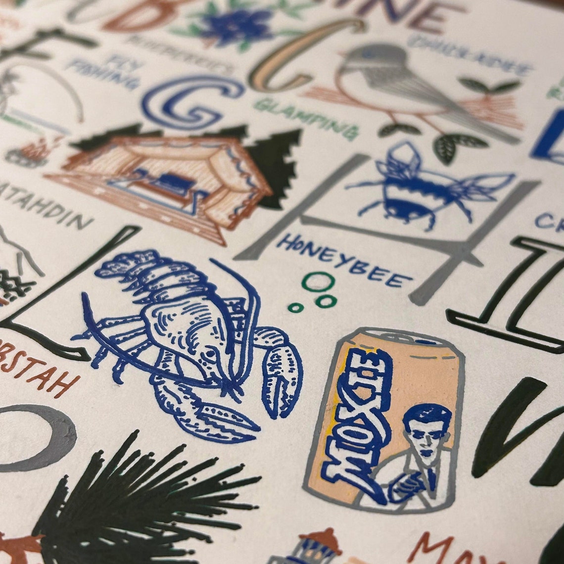 Maine Alphabet Print: Nursery, School, Kids Room Decor (digital) - Etsy