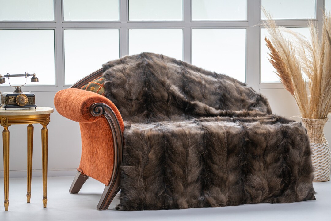Luxurious Sable Fur Throw Blanket/barguzin/brand New/fur Blanket/gift ...