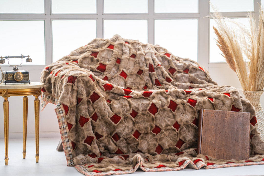 Luxurious Daisy Shaped Sable Fur Throw Blanket/fur Blanket/home ...