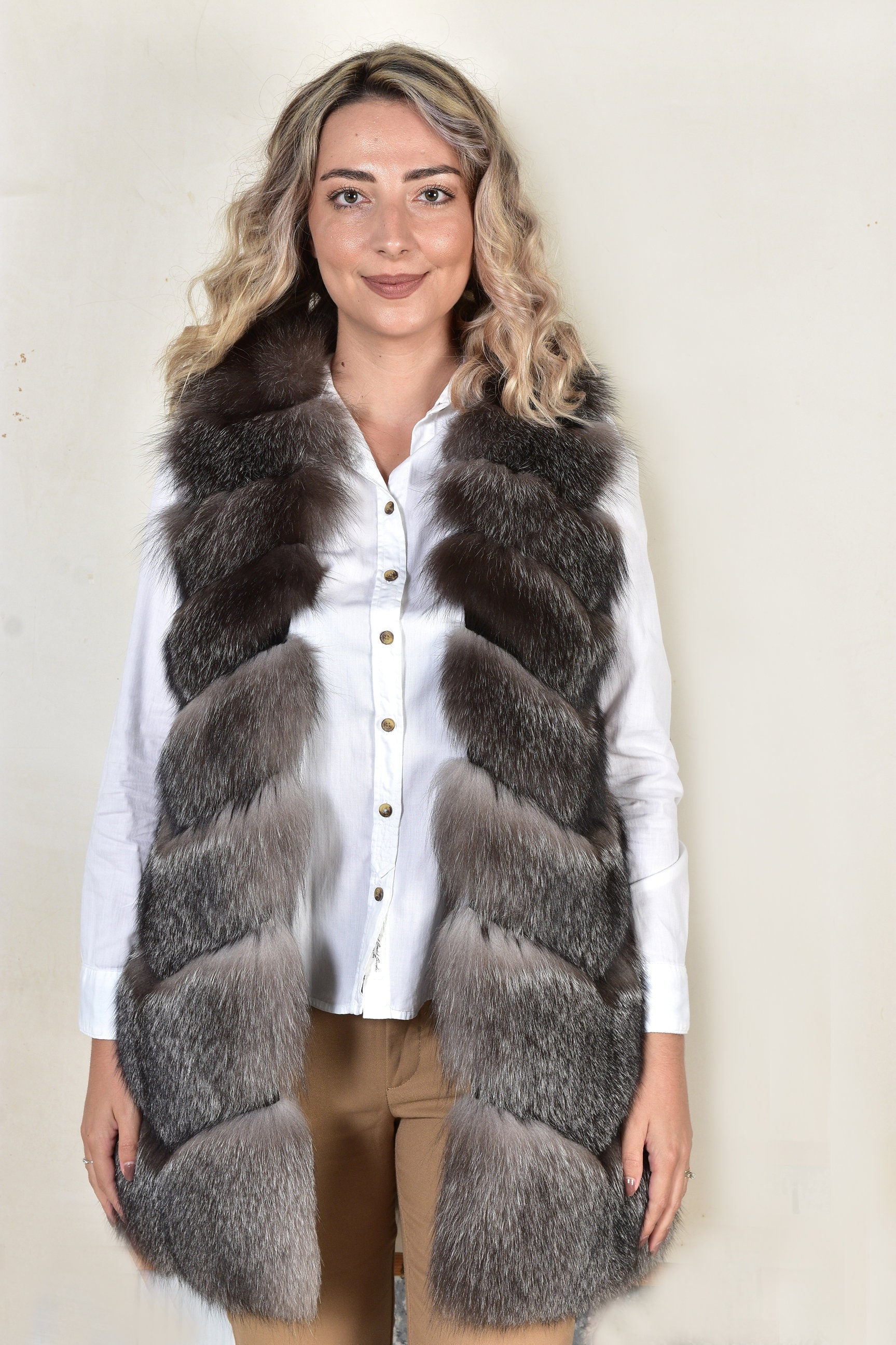 Frost Fox Fur Vest/saga Fox/handmade/women/wear/ladies Gift/by ...
