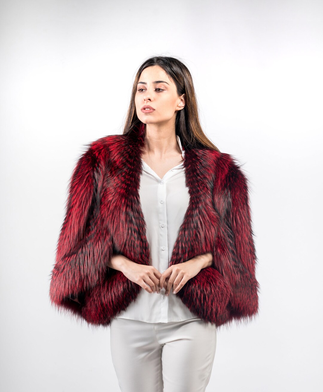 Luxurious Red Arzante Fox Fur Stole/brand New/modern Style/birthday ...