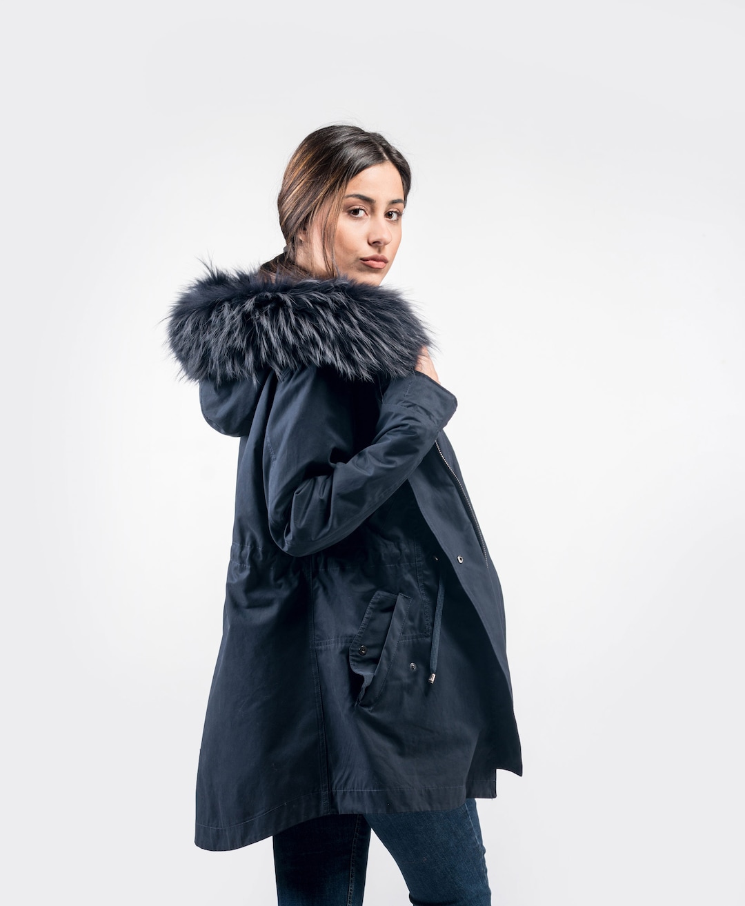 Hooded Dark Blue/parka/handmade/luxury/parka/women/fur Fashion/women ...