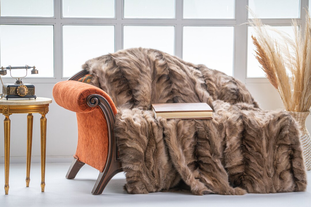 Sable/fur Throw Blanket/sable/handmade/luxurious Blanket/home - Etsy