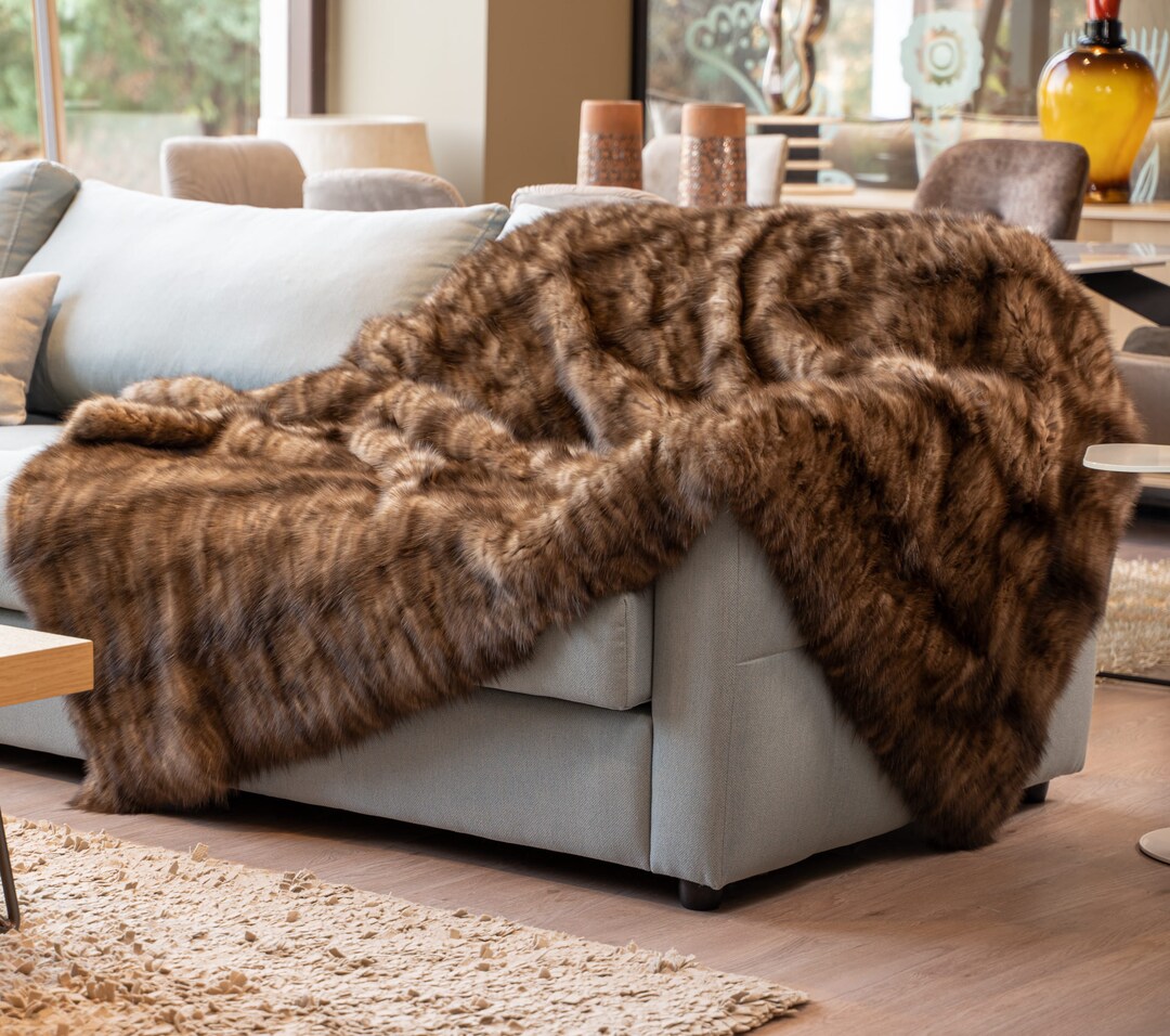 Sable Fur Blanket | Russian Sable Barguzin | Luxurious Real Fur Handmade Blanket by Askio ...