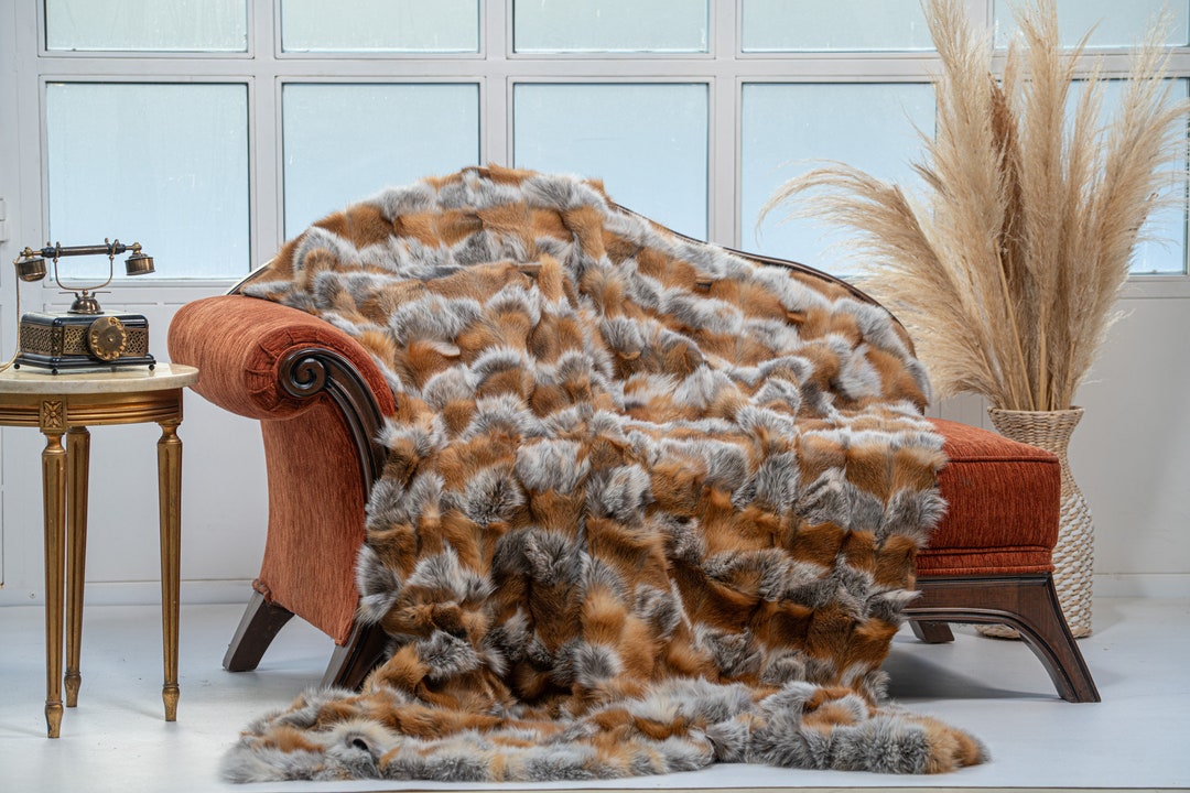 Red Fox Fur Throw Blanket: Handmade - Etsy