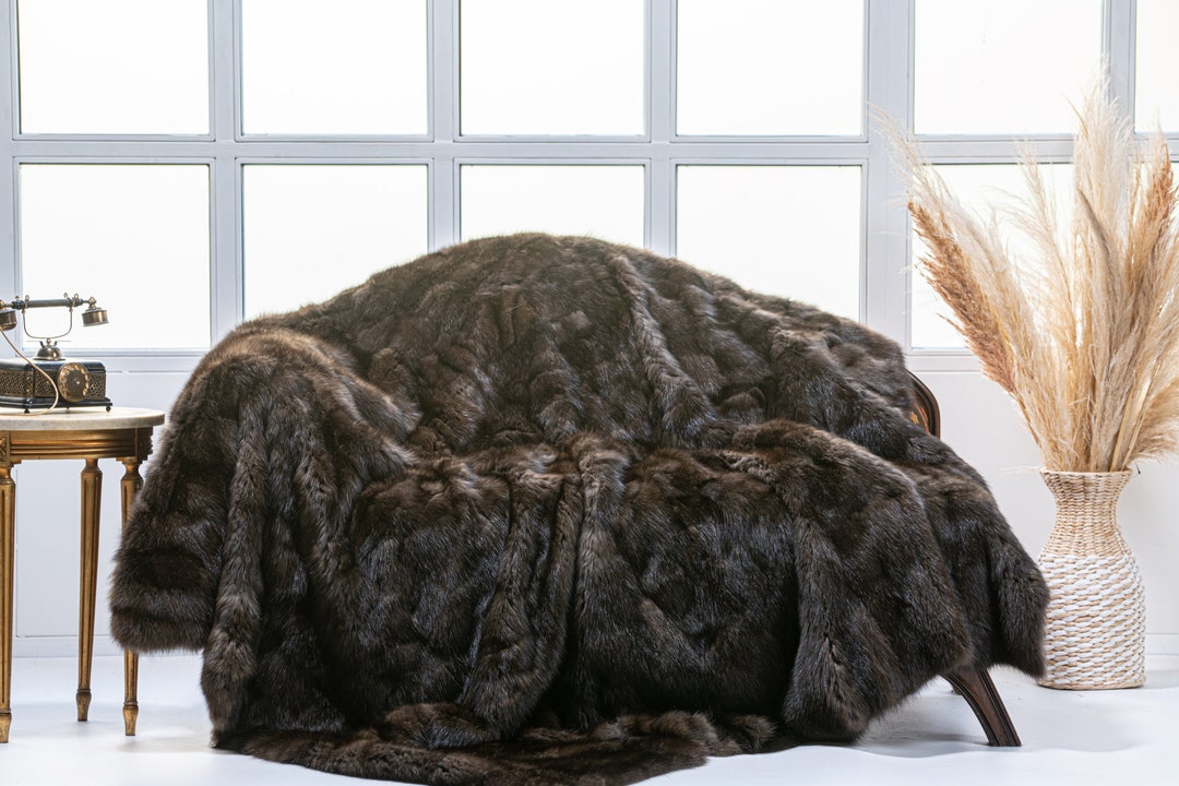 Barguzin Sable Fur Throw Blanket: Handmade Home Decor - Etsy