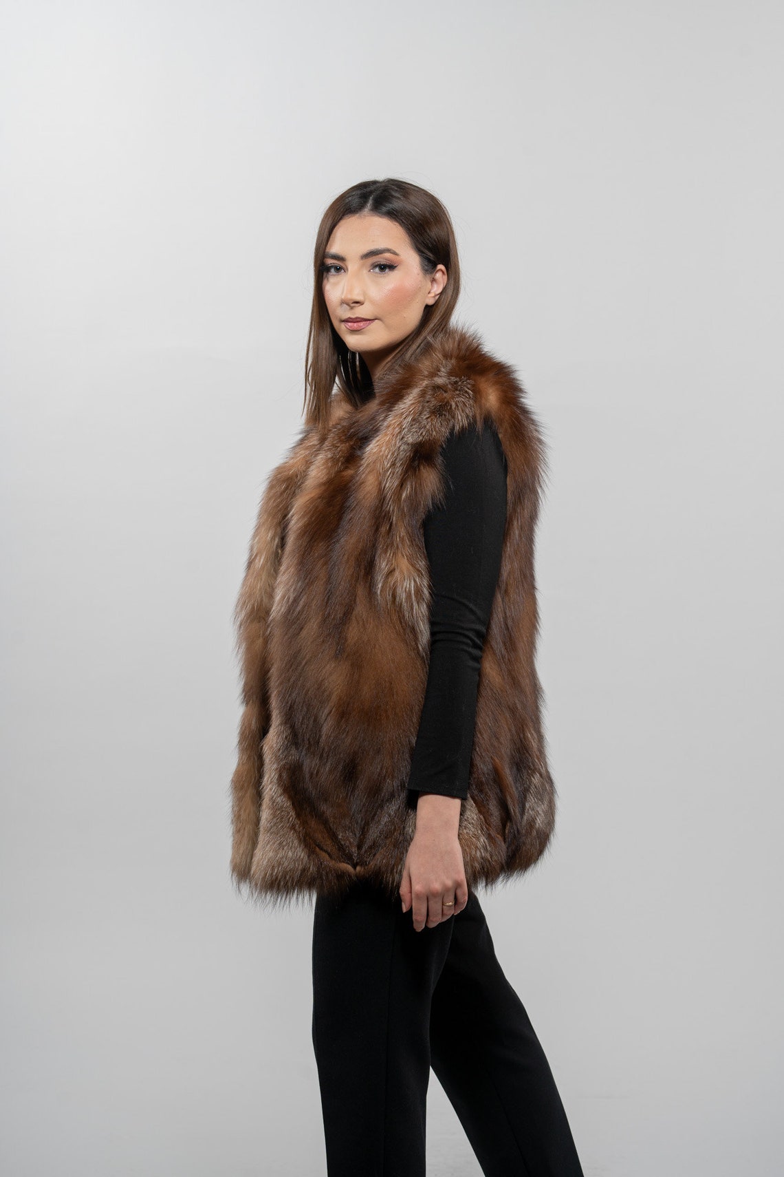 Crystal Fox Fur Vest/handmade/women/fur Fashion/fox Fur Vest/by Askio ...