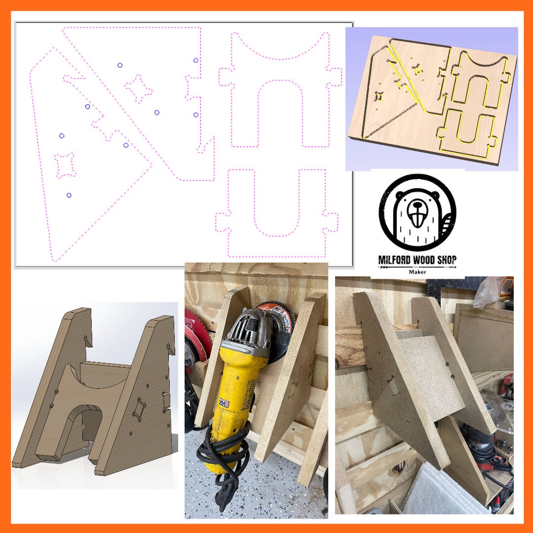 Angle Grinder Holder - French Cleat Storage - Design Files for CNC (.ai, .dxf, .eps, .crv, Svg ...