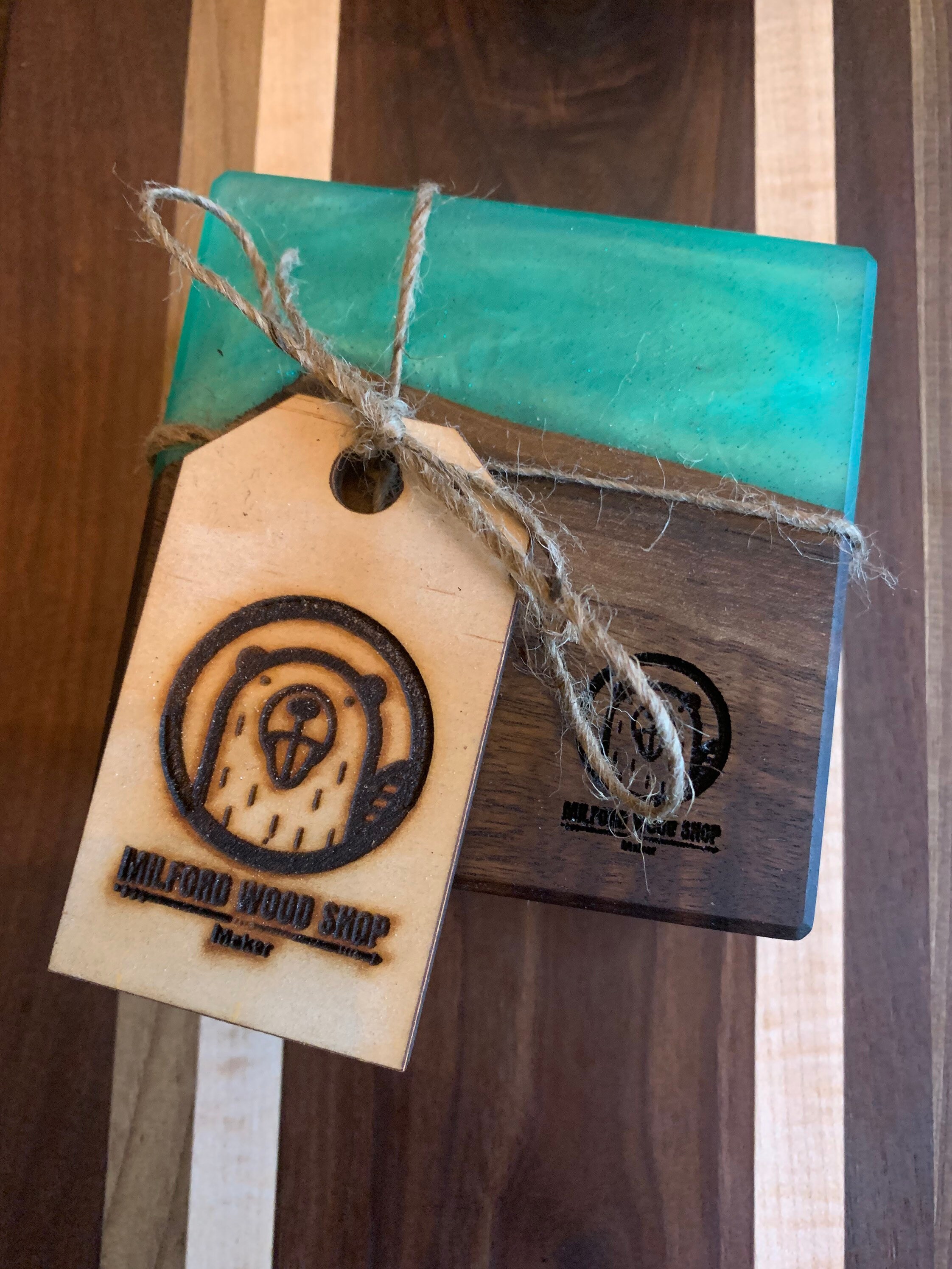 Reclaimed Handmade Walnut and Epoxy Coasters - Etsy