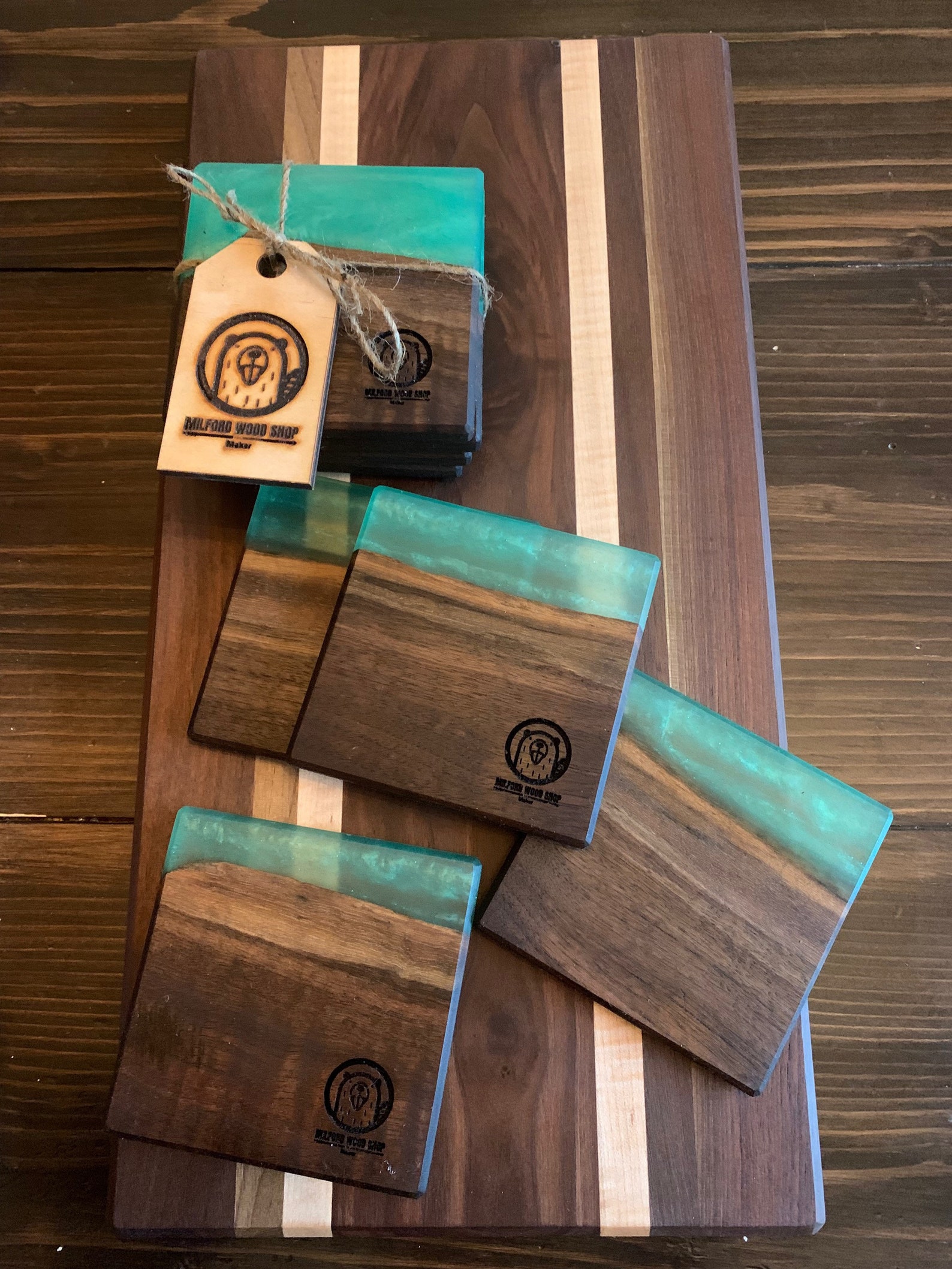 Reclaimed Handmade Walnut and Epoxy Coasters - Etsy