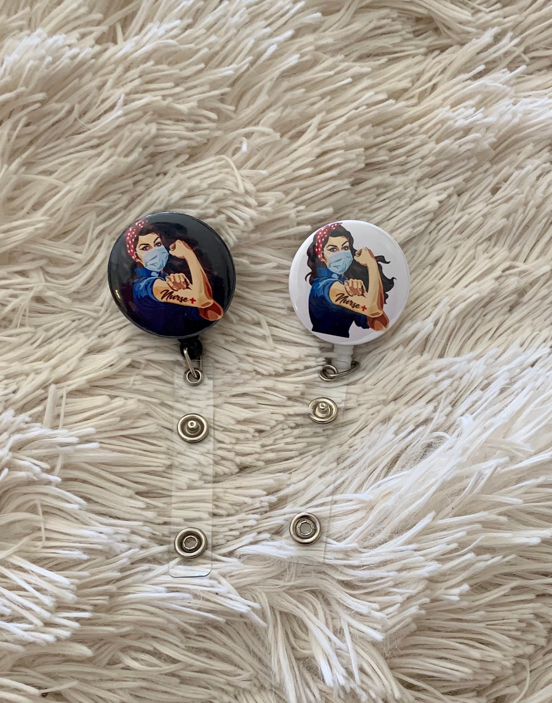 Nurse Rosie the Riveter. Cute Retractable Badge Reel Clip Holder ...