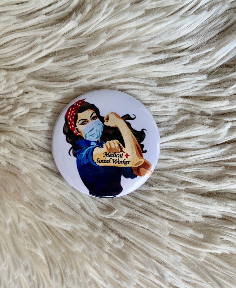 Medical Social Worker. Rosie the Riveter. Cute Badge Reel, Clip, Holder ...