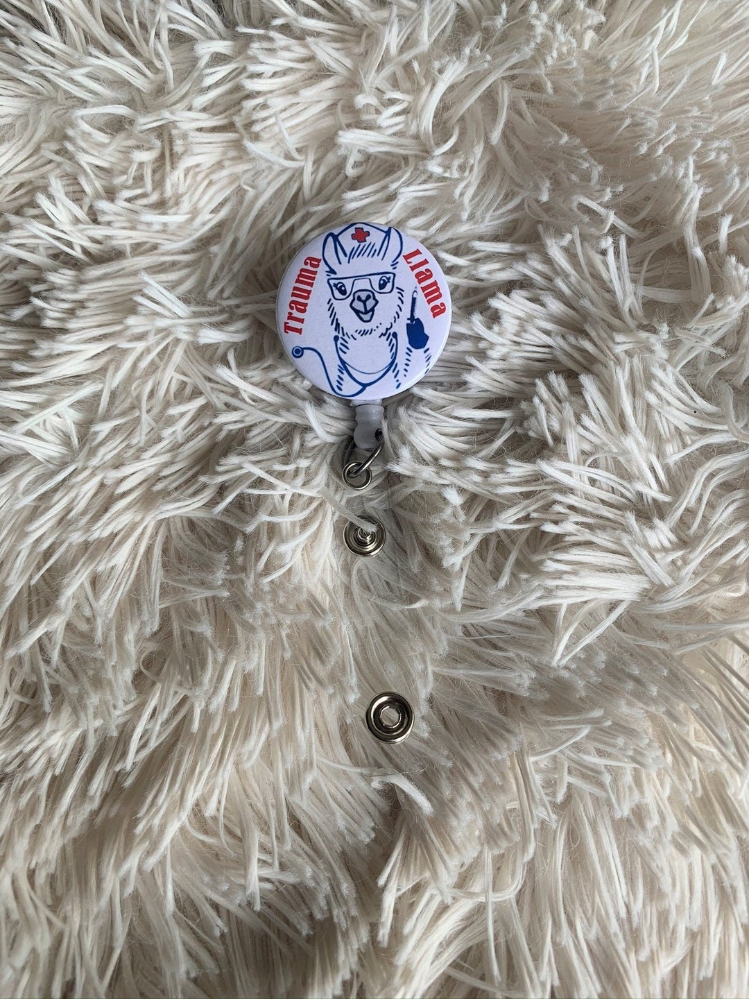 Trauma Llama Cute Badge Reel, Clip, Holder. Permanent Affix . - Etsy