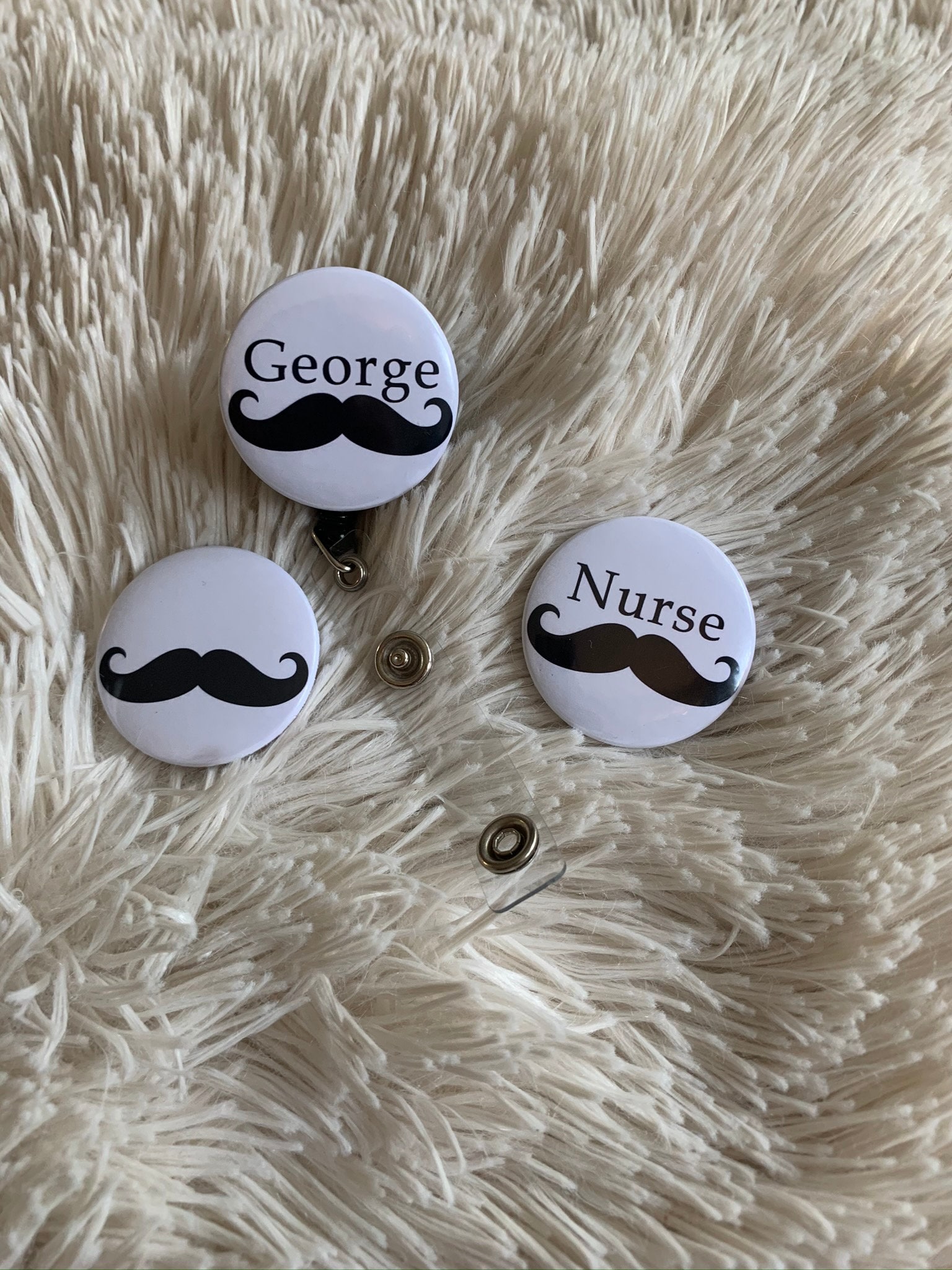 Magnetic SWAPPABLE TOPPER ONLY. Mustache. Murse. Nurse. Magnetic Badge ...