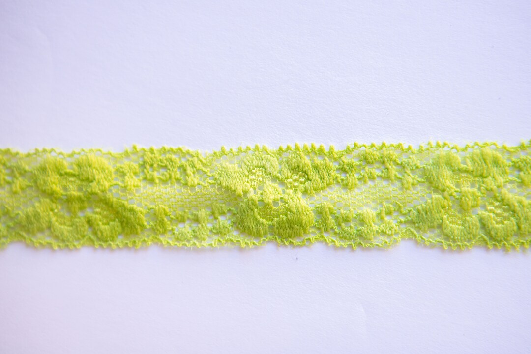 Lime Green Lace Elastic, 1" Lace Elastic Trim, Stretch Lace, Lace by ...