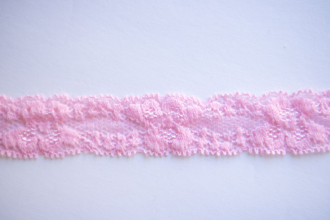 Light Pink Lace Elastic, 1" Lace Elastic Trim, Stretch Lace, Lace by ...