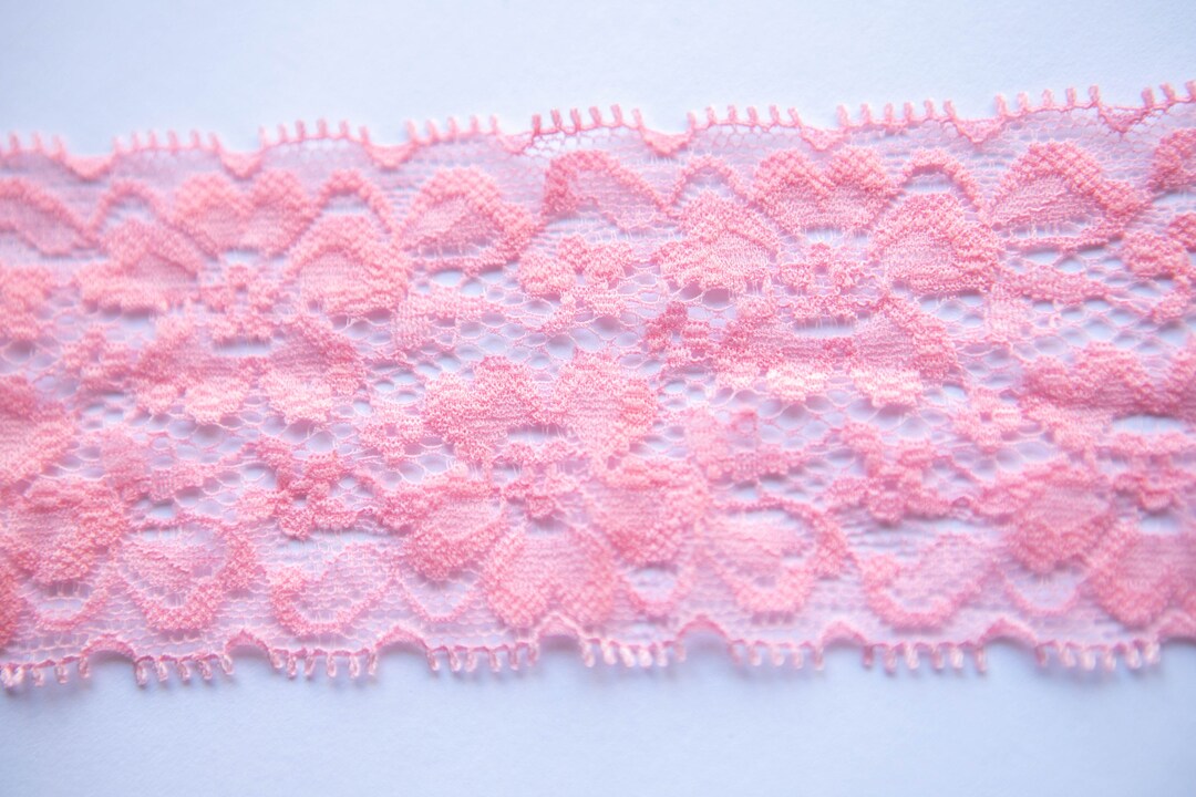 Pink Lace Elastic, 2" Lace Elastic Trim, Stretch Lace, Lace by the Yard ...
