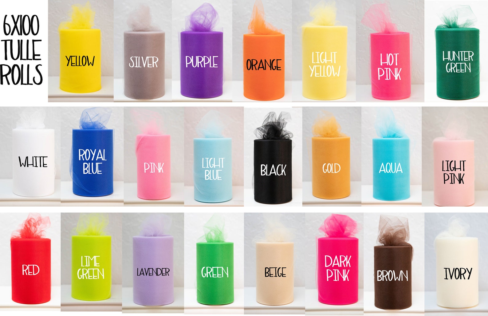 TULLE Rolls, 6x100 Yard, Tutu Fabric, 300 Feet Tulle Spool, Tulle for ...