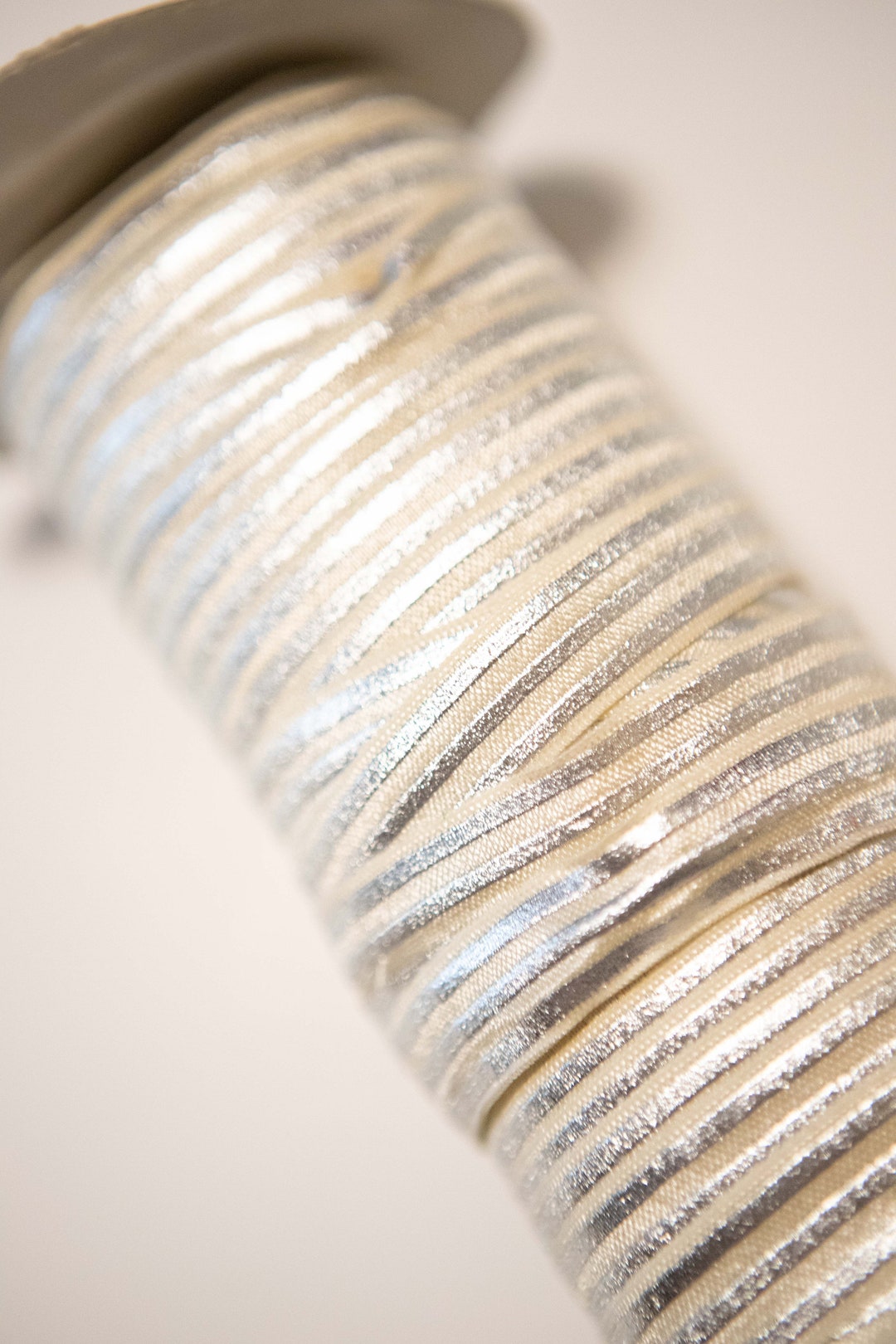 5/8 Ivory With Silver Foil Stripe FOE Printed Fold Over - Etsy