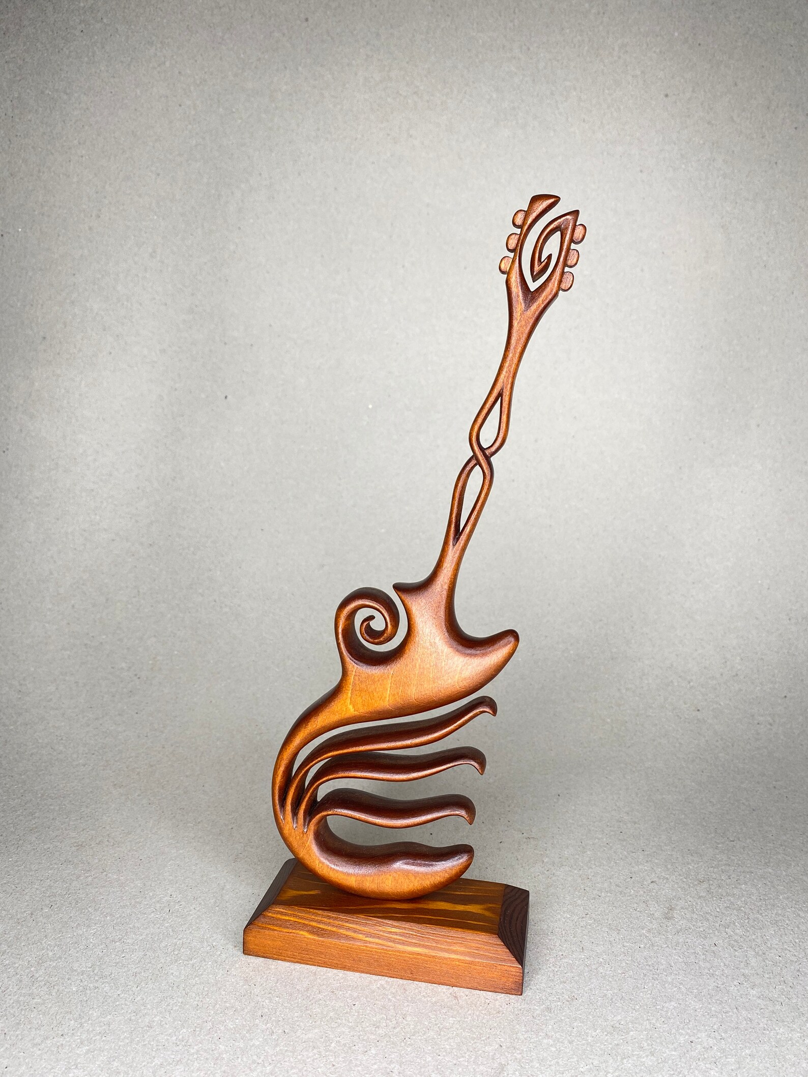 Wooden Guitar, 12 Inch Guitar Figurine, Carved Basswood Guitar, a Gift ...