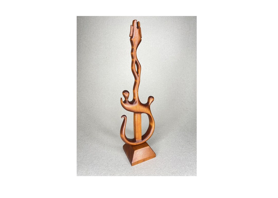 Guitar Sculpture, Wooden Guitar Figurines on Stand, Wooden Art Gift for ...