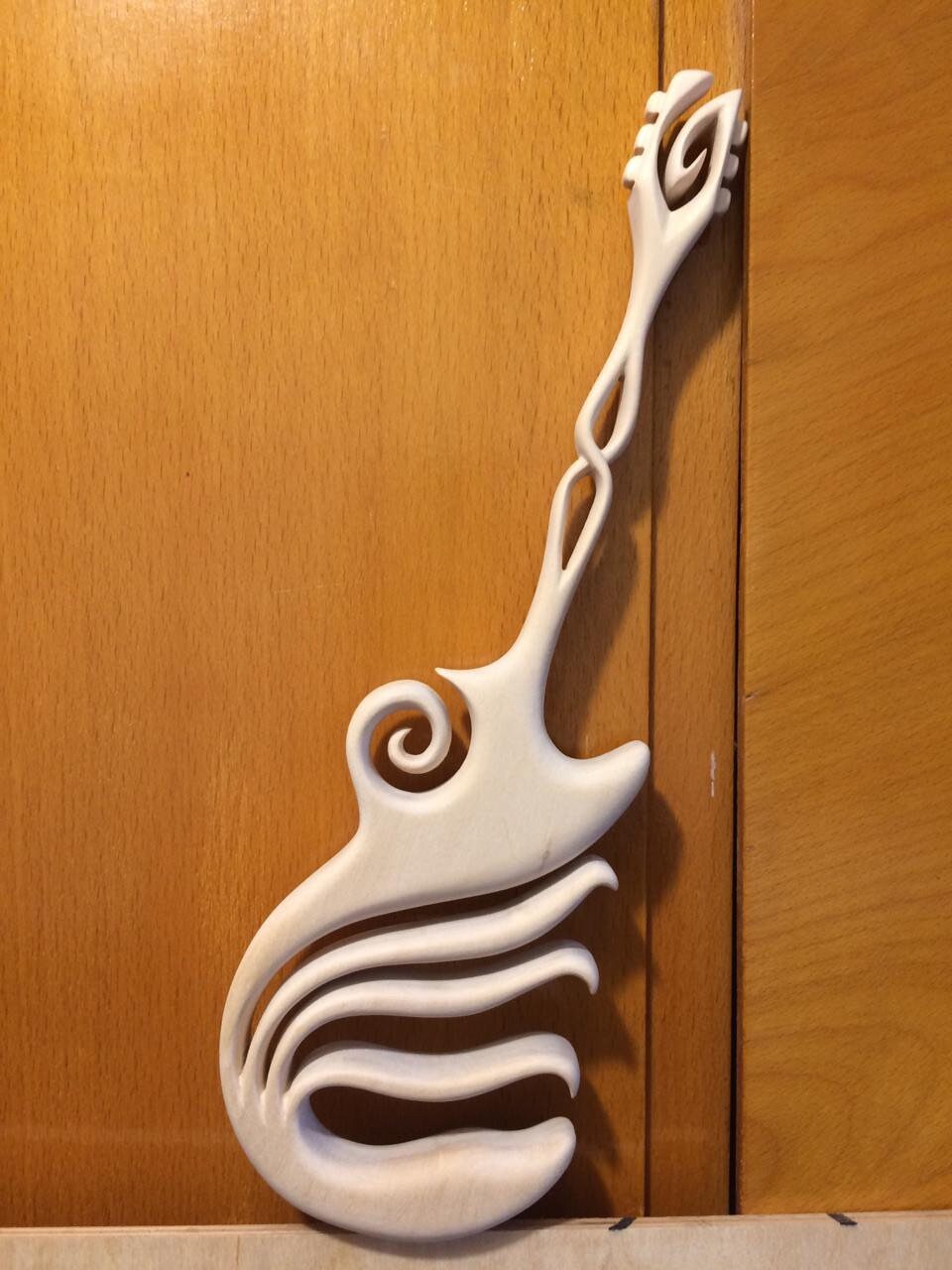 Wooden Guitar, 12 Inch Guitar Figurine, Carved Basswood Guitar, a Gift ...