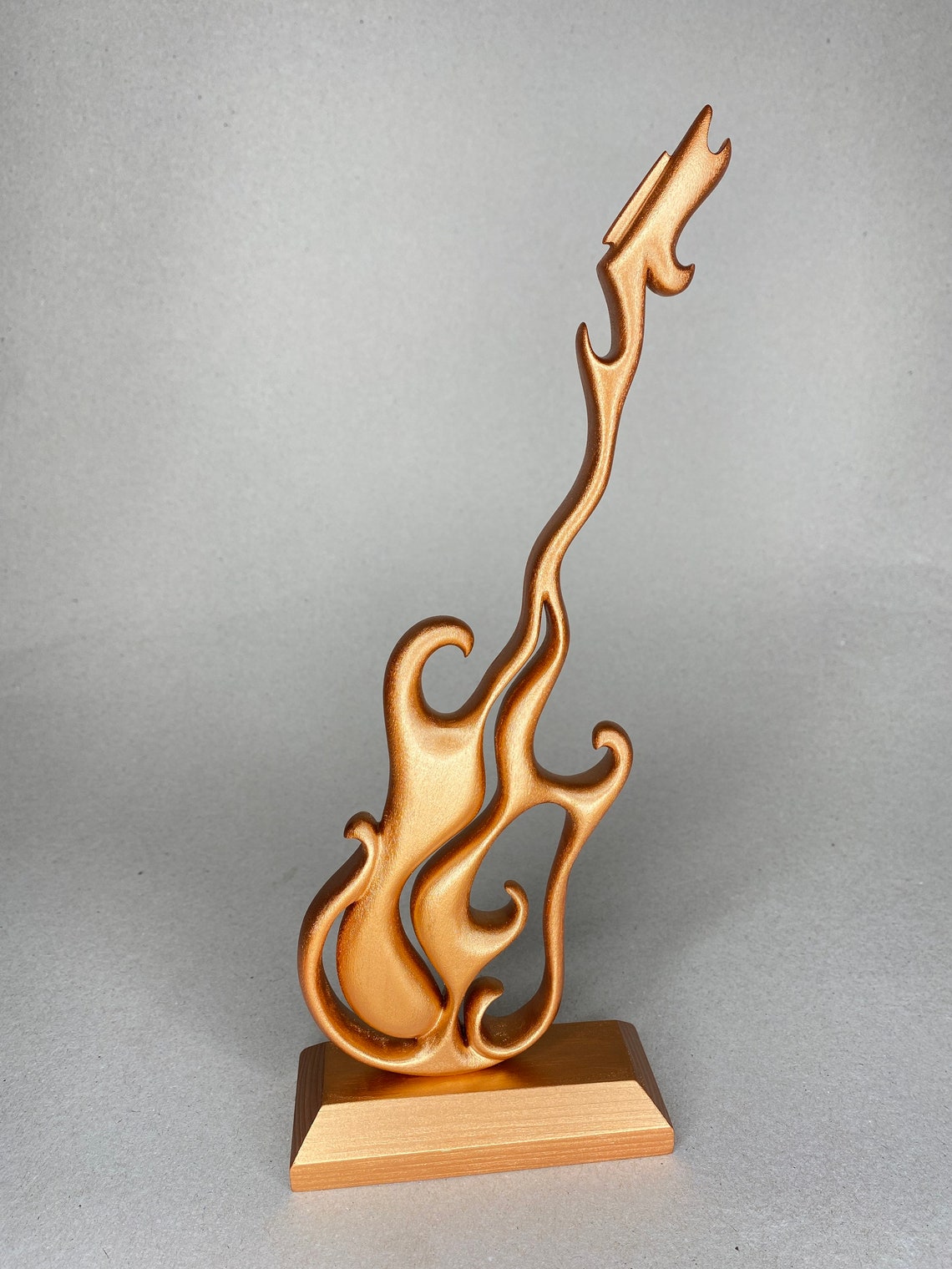 Guitar sculpture Wooden guitar figurines on stand Wooden art | Etsy