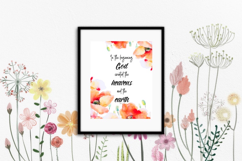 In the Beginning God Created the Heavens and Earth. Genesis 1:1 - Etsy