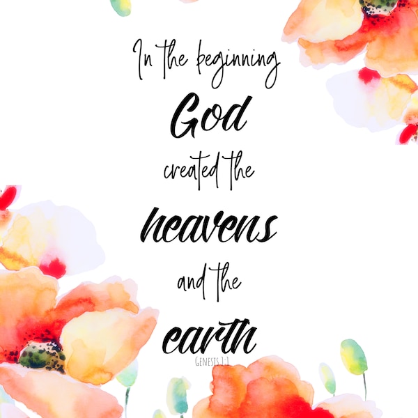 In the Beginning God Created the Heavens and the Earth - Etsy