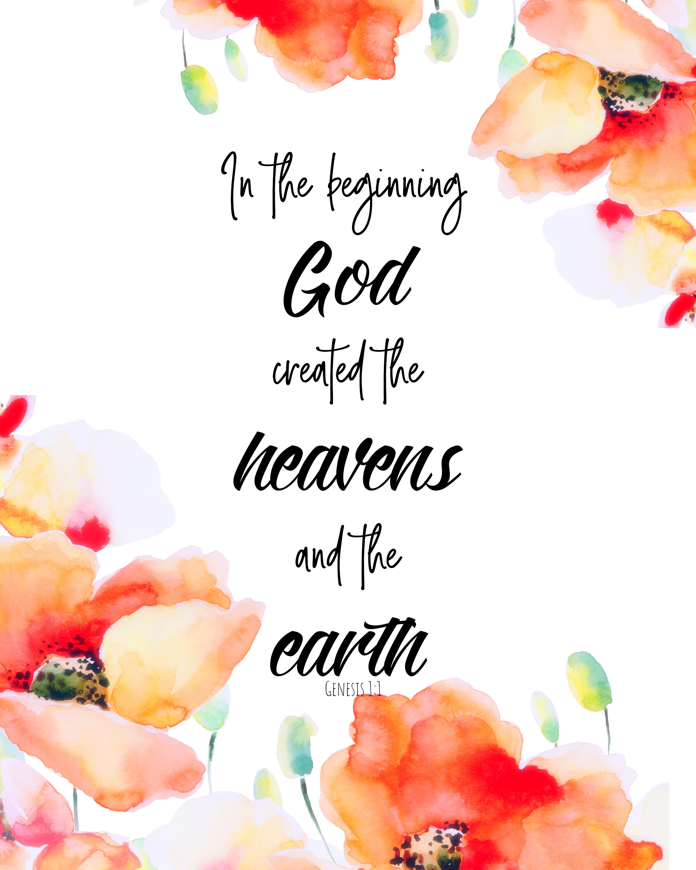 In the Beginning God Created the Heavens and Earth. Genesis 1:1 - Etsy