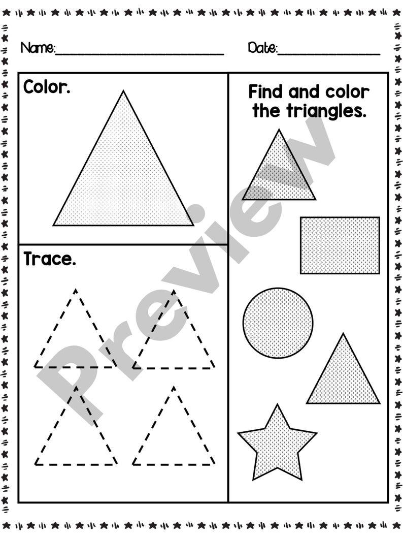 Shapes Introduction Trace Worksheets | Preschool & Kindergarten ...