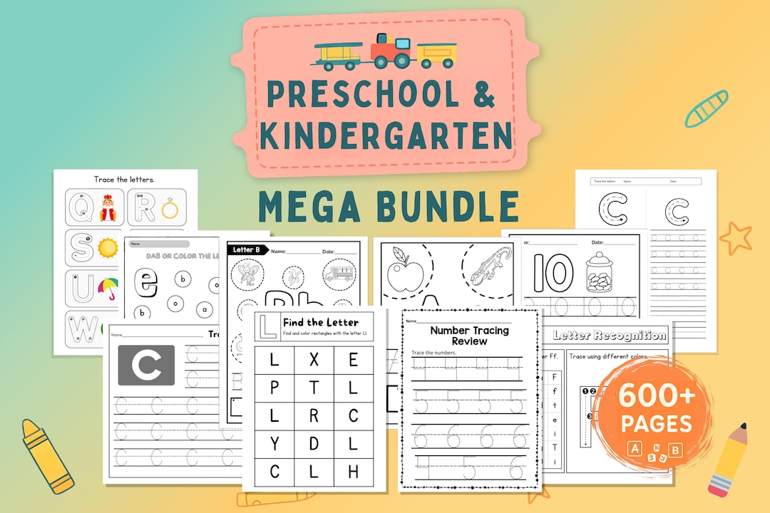 Preschool + Kindergarten Worksheets Bundle | 600+ Pages Printable ...