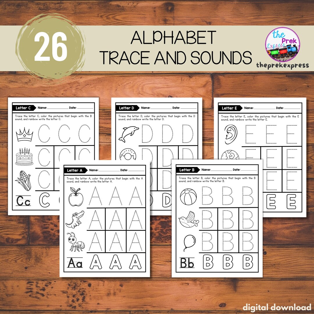 Alphabet Tracing Worksheets With Beginning Sounds | Preschool ...